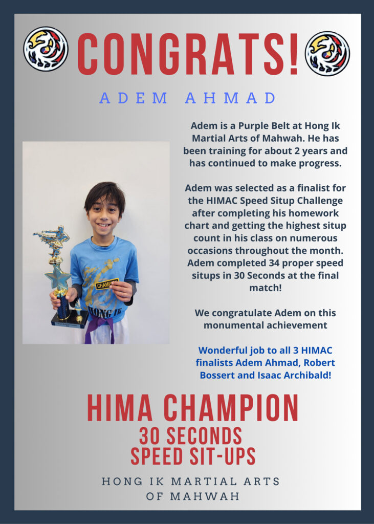 Hong Ik Martial Arts of Mahwah: 2023 November HIMA Champion - 30 ...