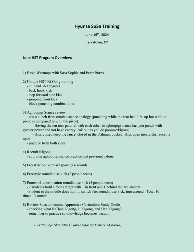 Hong Ik Martial Arts of Tarrytown: HST (Hyunsa and Susa Training) June ...