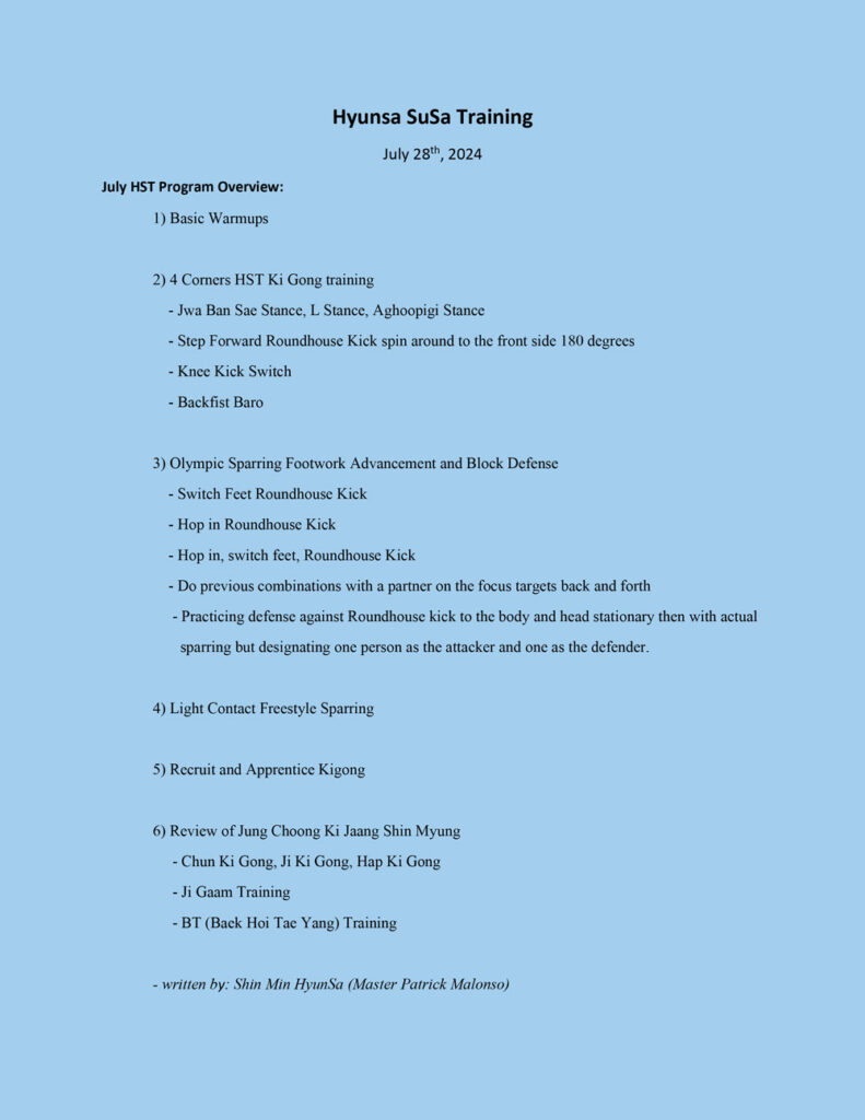 Hong Ik Martial Arts of Tarrytown: HST (Hyunsa and Susa Training) July ...