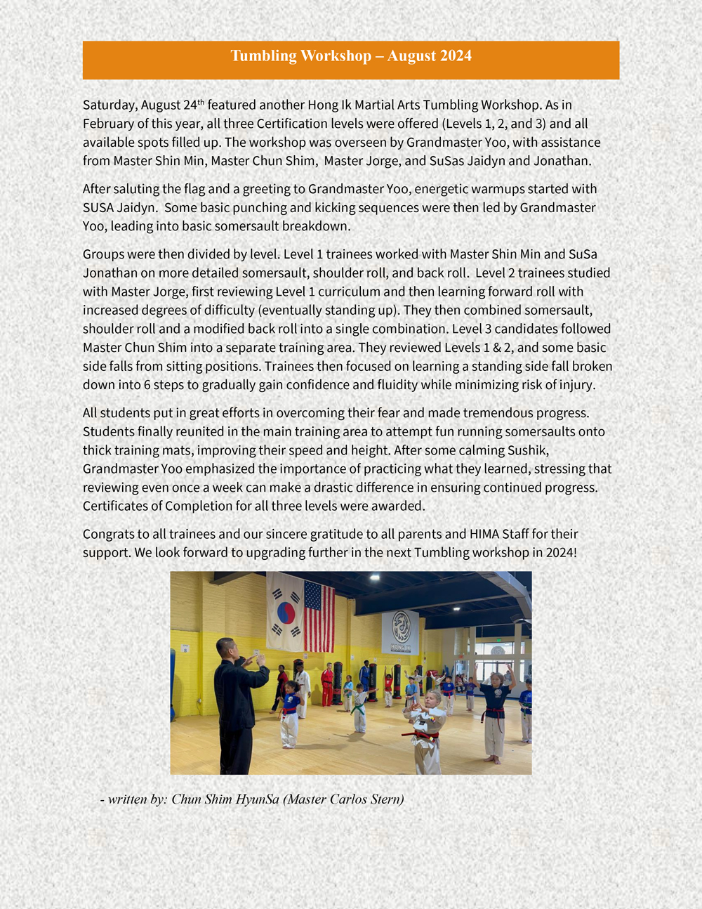 Hong Ik Martial Arts: Tumbling Workshop – August 2024 – Hong Ik Martial ...
